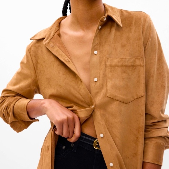 bagatelle | Tops | Bagatelle Collection Tan Suede Button Up Shirt ...